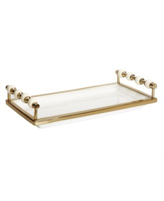 Classic Touch Rectangular Tray with Beaded Handles, 14" x 7" - Macy's