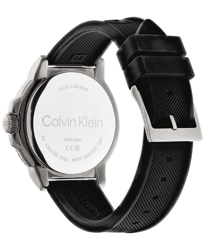 Calvin Klein Men's Black Silicone Strap Watch 44mm - Macy's