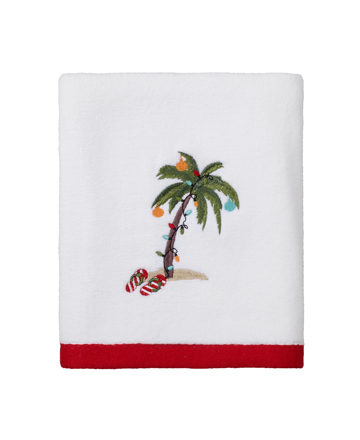 Avanti Flamingo Jingle Holiday Cotton Hand Towel  16 x 30 - White