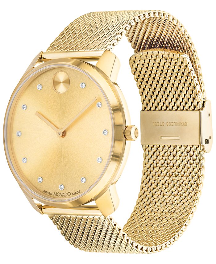Movado Men's Bold Thin Swiss Quartz Ionic Light Gold-Tone 2 Plated ...