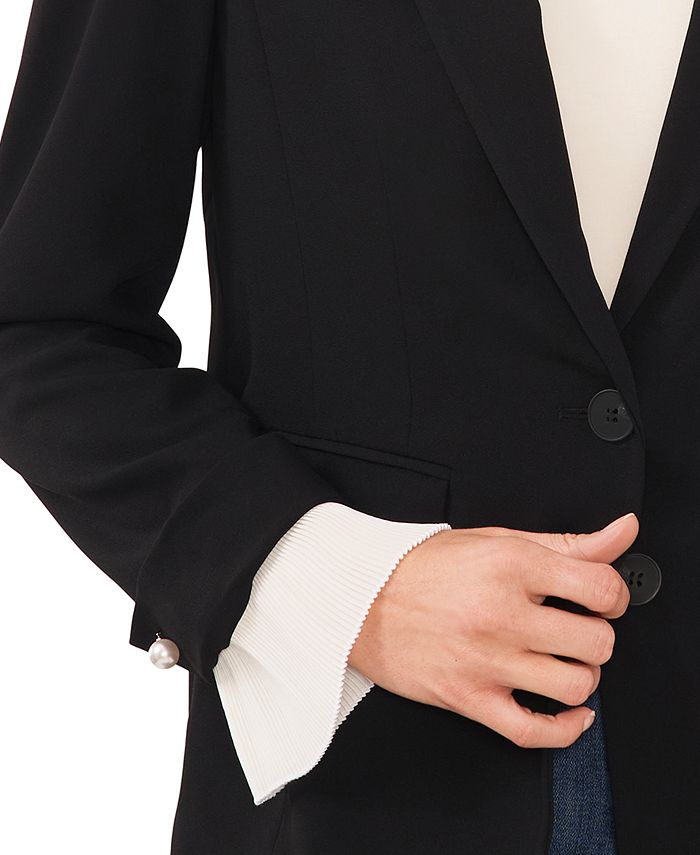 CeCe Women's Notched Collar Contrast Ruffled-Cuff Blazer - Macy's