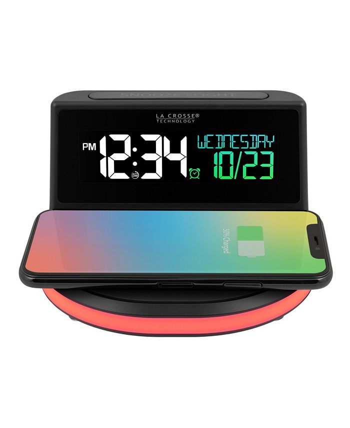 La Crosse Technology 617-148 Wireless Charging Alarm Clock with Glowing ...