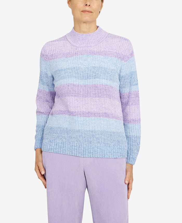 Alfred Dunner Plus Size Victoria Falls Mock Neck Stripe Chenille ...