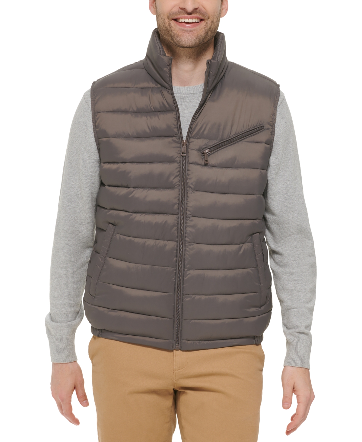 Click here for Cole Haan Mens Zip-Front Puffer Vest - Charcoal prices