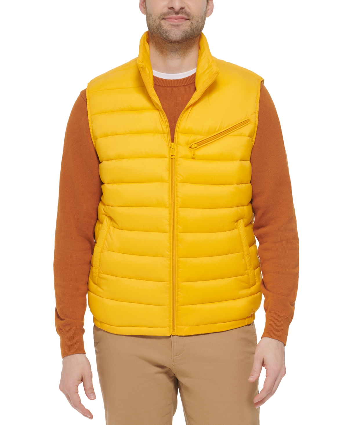 Click here for Cole Haan Mens Zip-Front Puffer Vest - Yellow prices