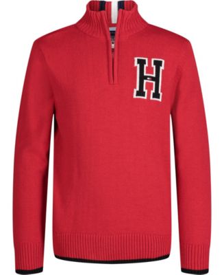 Tommy Hilfiger Big Boys Solid With Chest Quater Zip Sweater - Macy's