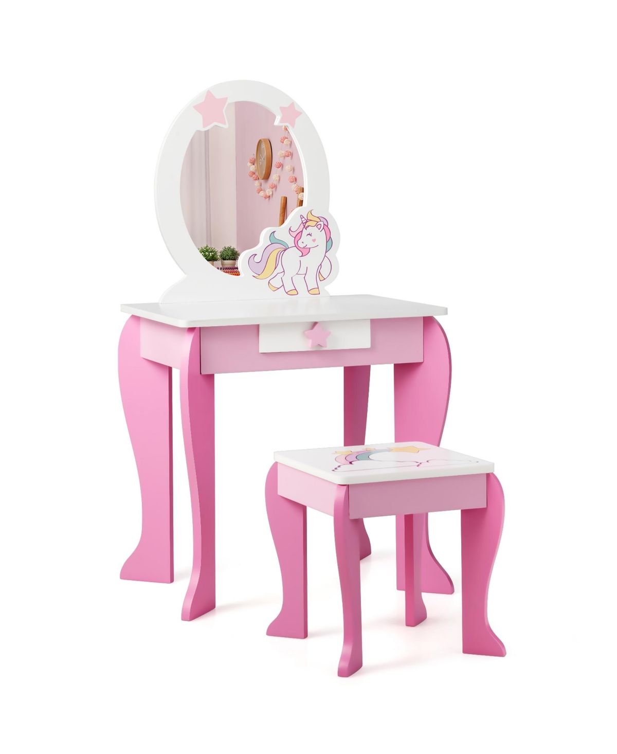 Click here for Kids Vanity Makeup Dressing Table Chair Set Wooden... prices