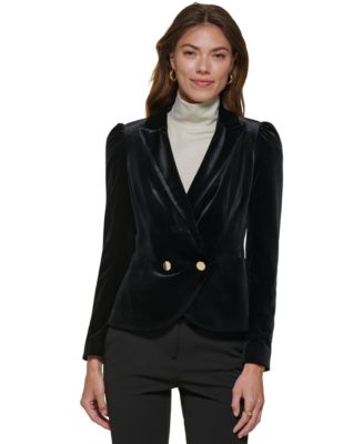 DKNY Women's Puffed Sleeve Two-Button Velvet Jacket - Macy's