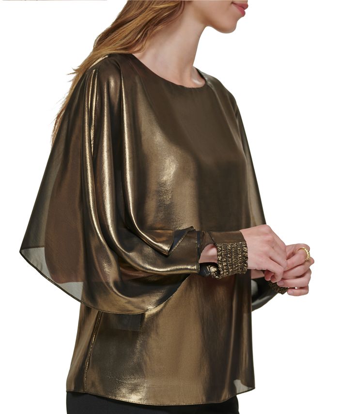 DKNY Women's Metallic Cape Top - Macy's