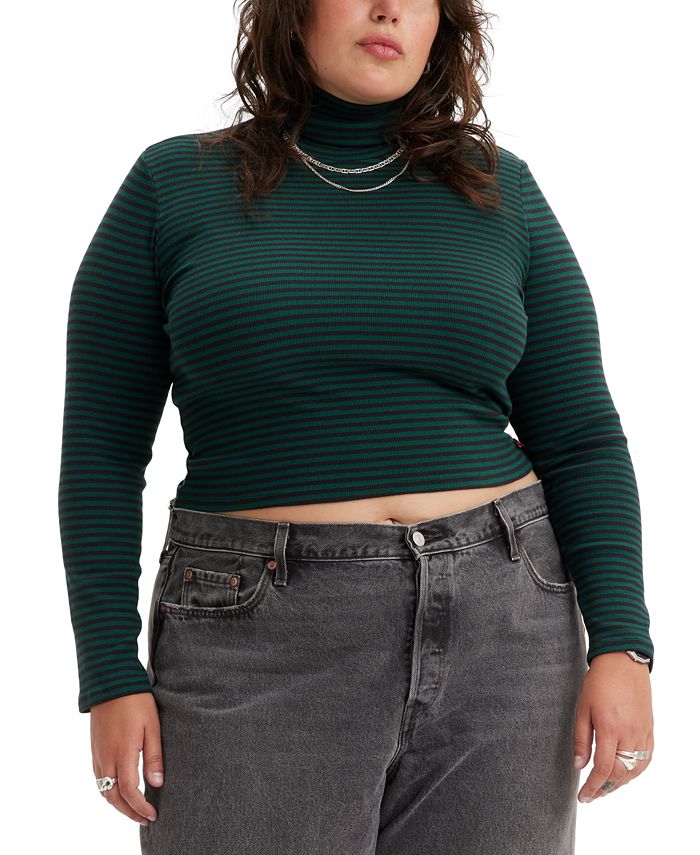 Levi's Trendy Plus Size Ribbed Turtleneck Top - Macy's