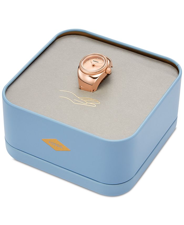 Fossil Women's Ring Watch Two-Hand Rose Gold-Tone Stainless Steel ...