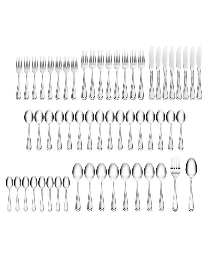 Hampton Forge 18/0 Stainless Steel Swirl Mirror 58 Piece Flatware Set ...