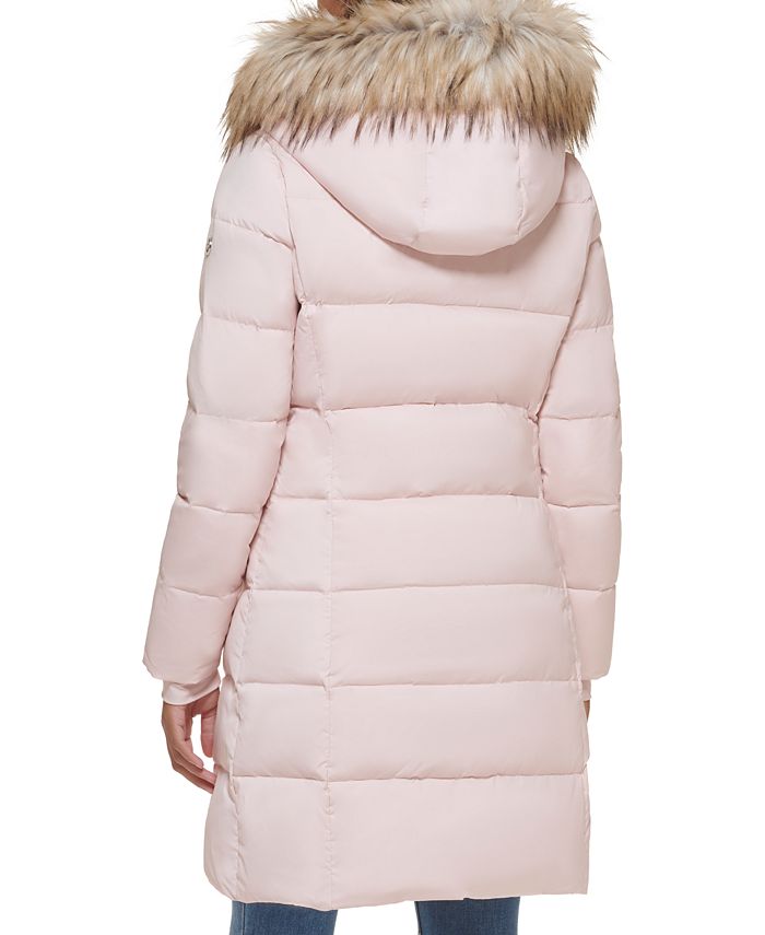 Calvin Klein Women's Faux-Fur-Trim Hooded Down Puffer Coat - Macy's