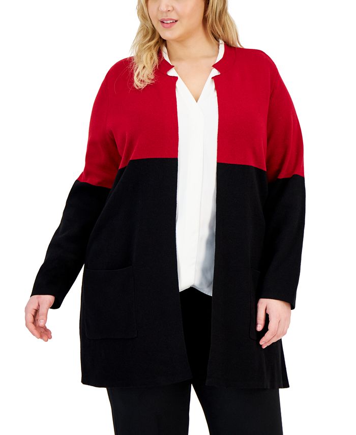 Kasper Women's Open Front Colorblocked Yoke Jacket - Macy's