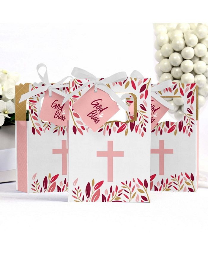 Big Dot of Happiness Pink Elegant Cross - Girl Religious Party Favor ...