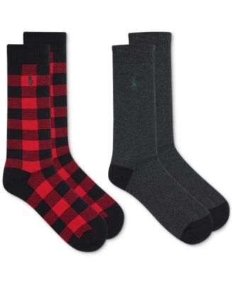 Polo Ralph Lauren Men's Buffalo Check Slack Socks, 2-Pack - Macy's