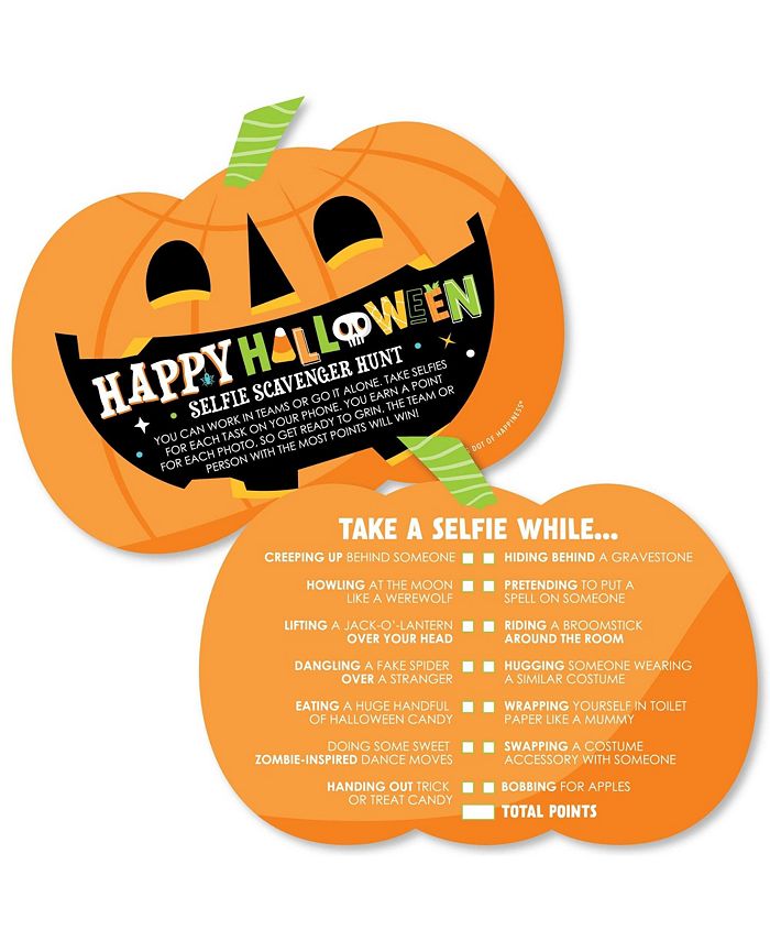 Big Dot of Happiness Jack-O'-Lantern Halloween - Selfie Scavenger Hunt ...