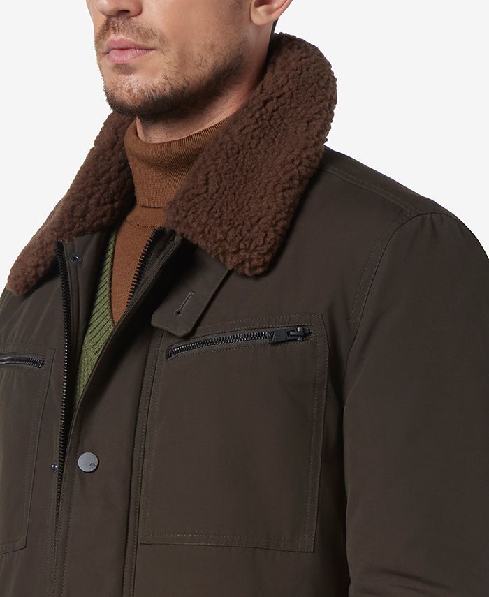 Marc New York Men's Randall Insulated Waxed Cotton Aviator Jacket with ...