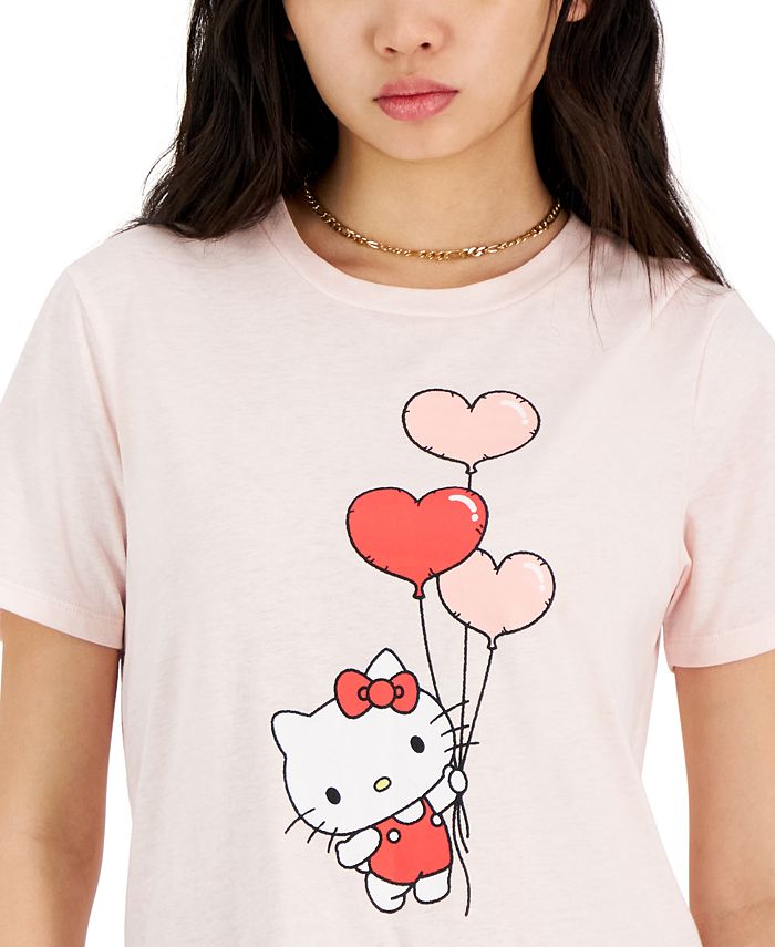 Love Tribe Juniors' Hello Kitty Heart Balloon Graphic T-Shirt - Macy's