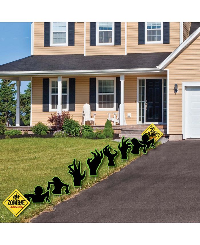 Big Dot of Happiness Zombie Zone - Sign Zombie Hand Lawn Decorations ...