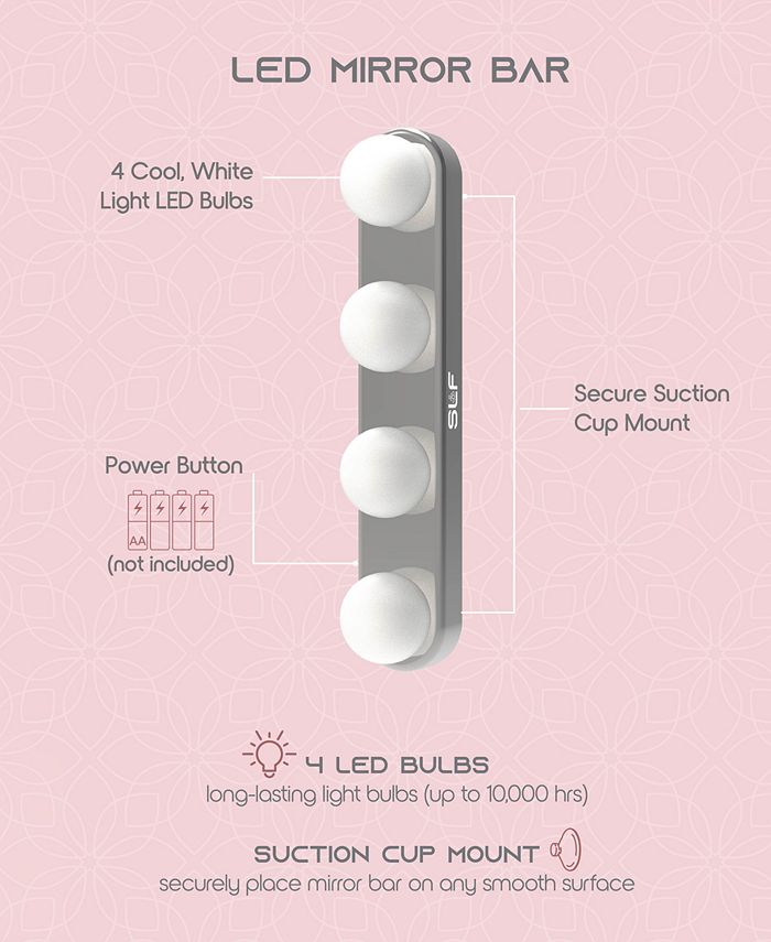 Tzumi SLF Battery-Operated LED 4-Bulb Vanity Light Bar - Macy's