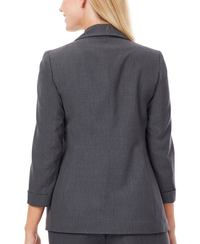 Jones New York Women's Notched Collar Jacket with Rolled Sleeves - Macy's