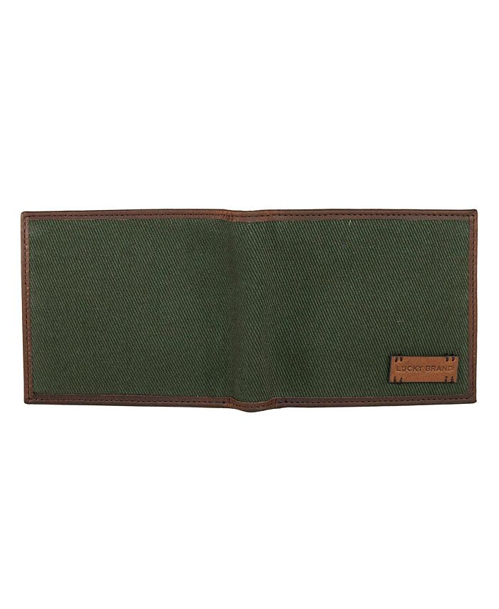 Lucky Brand Men's Canvas with Leather Trim Bifold Wallet - Macy's