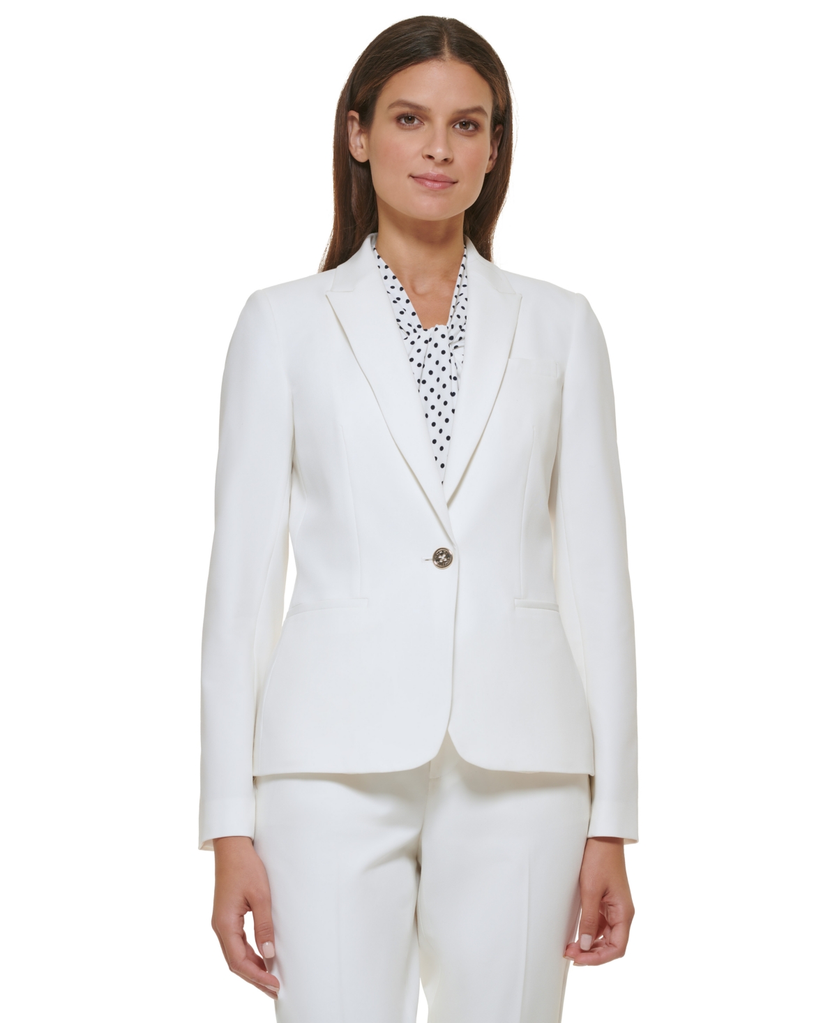 Click here for Tommy Hilfiger Womens One-Button Blazer - Ivory prices