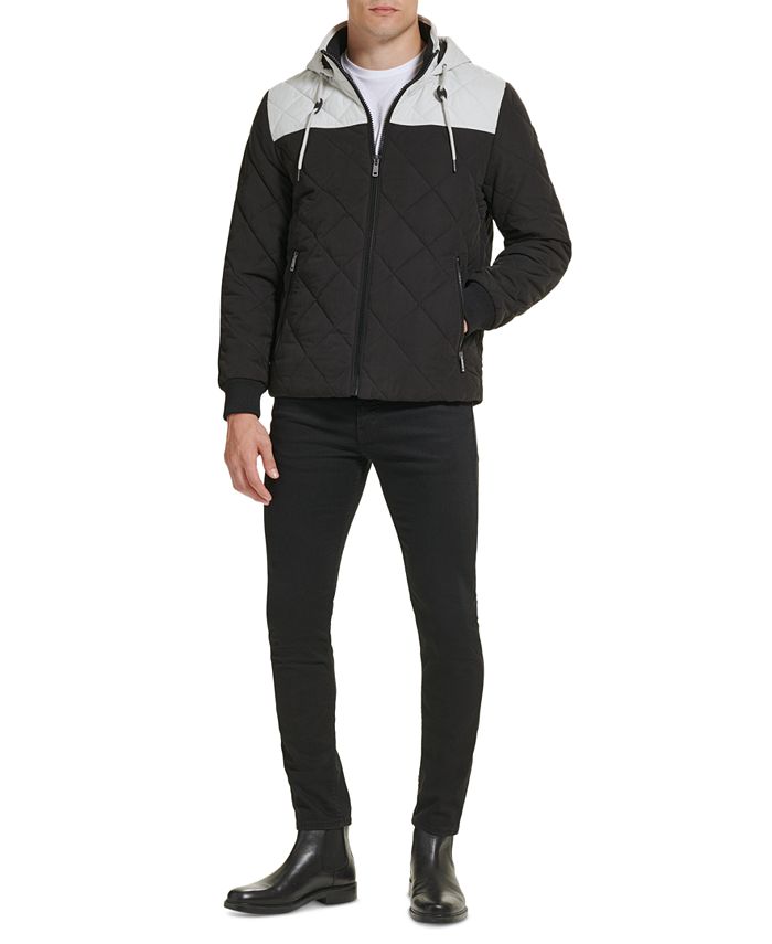Kenneth Cole Men's Colorblock Hooded Quilted Jacket - Macy's