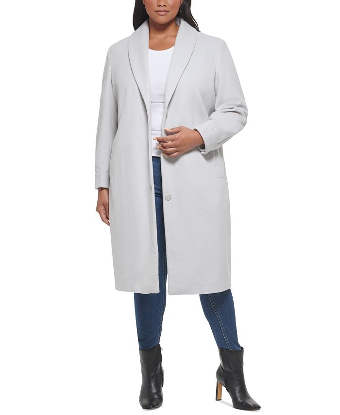 Calvin Klein Women's Plus Size Shawl-Collar Walker Coat & Reviews ...