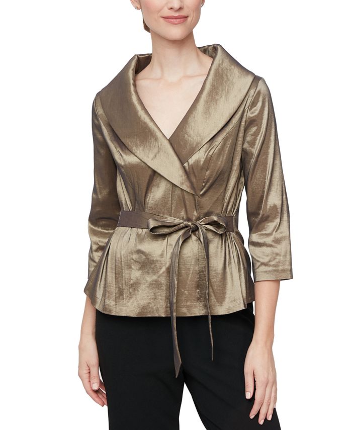 Alex Evenings Tie-Waist Surplice Blouse - Macy's