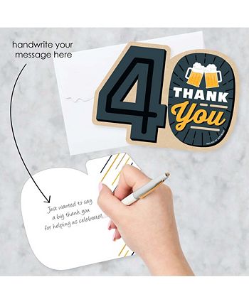 Big Dot of Happiness Cheers and Beers to 40 Years - Shaped Thank You ...