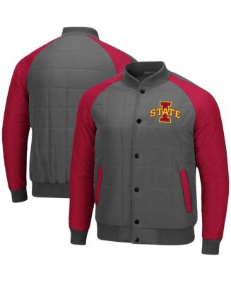 Men's Colosseum Charcoal, Cardinal Iowa State Cyclones 1940s Bomber ...