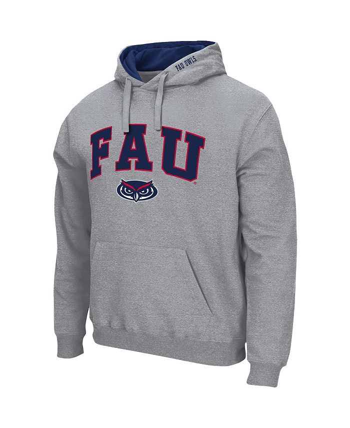 Colosseum Men's Heathered Gray FAU Owls Arch & Logo 3.0 Pullover Hoodie ...