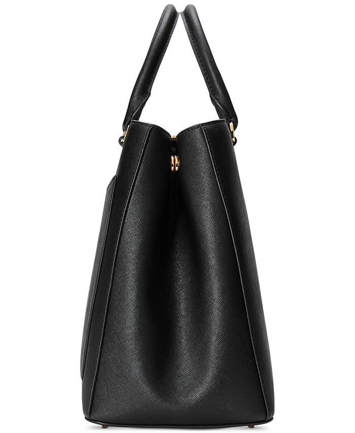 Lauren Ralph Lauren Crosshatch Leather Large Hanna Satchel - Macy's