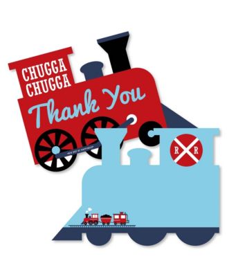 Railroad Party Crossing - Steam Train Party Shaped Thank You Cards - 12 ...