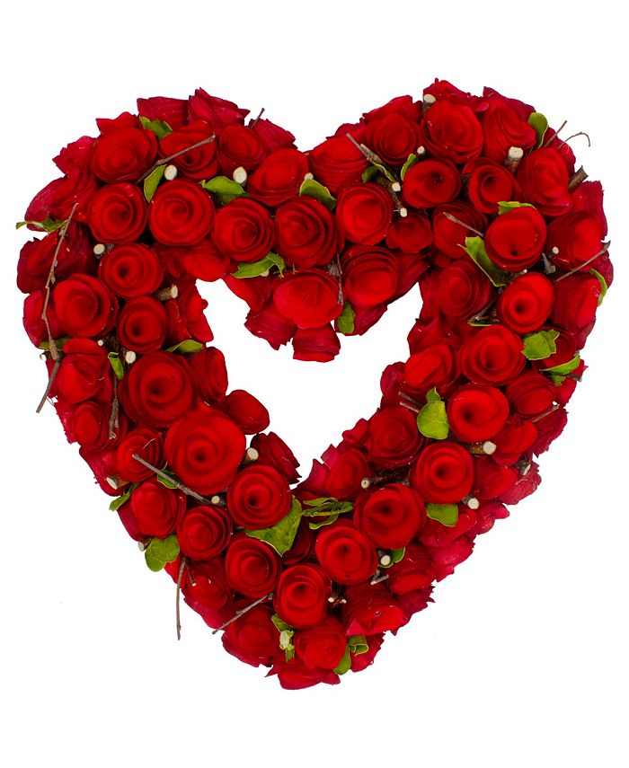Northlight Rose Floral Heart Shaped Artificial Valentine's Day Wreath ...
