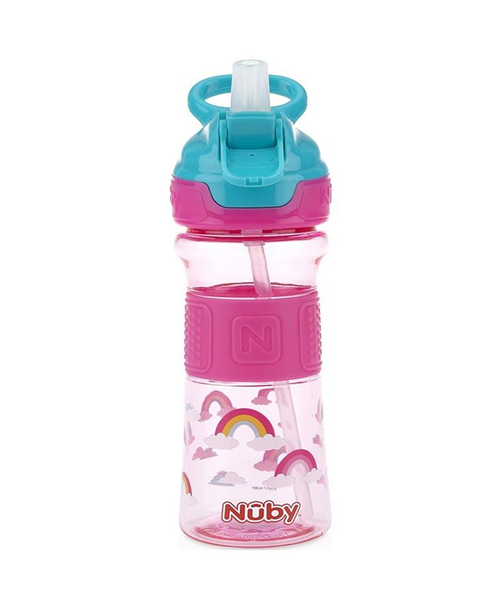 Nuby Thirsty Kids on The Go Water Bottle with Easy Grip Band, Pink, 12 ...