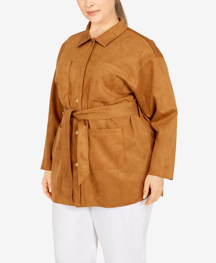 Ruby Rd. Plus Size Belted Faux Suede Jacket & Reviews - Jackets ...