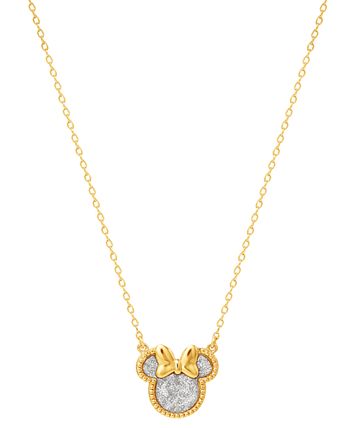 Disney Minnie Mouse Glitter 18" Pendant Necklace in 18k Gold-Plated ...