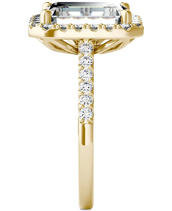 Charles & Colvard Moissanite Emerald-Cut Halo Ring (4 ct. t.w. Diamond ...
