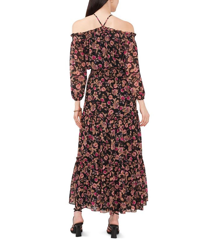 1.STATE Women's Long Sleeve Smocked Waist Halter Maxi Dress - Macy's