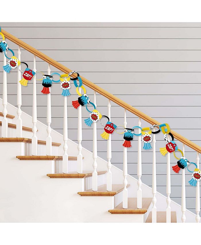 Big Dot of Happiness Bam Superhero - 90 Chain Links & 30 Tassels Paper ...