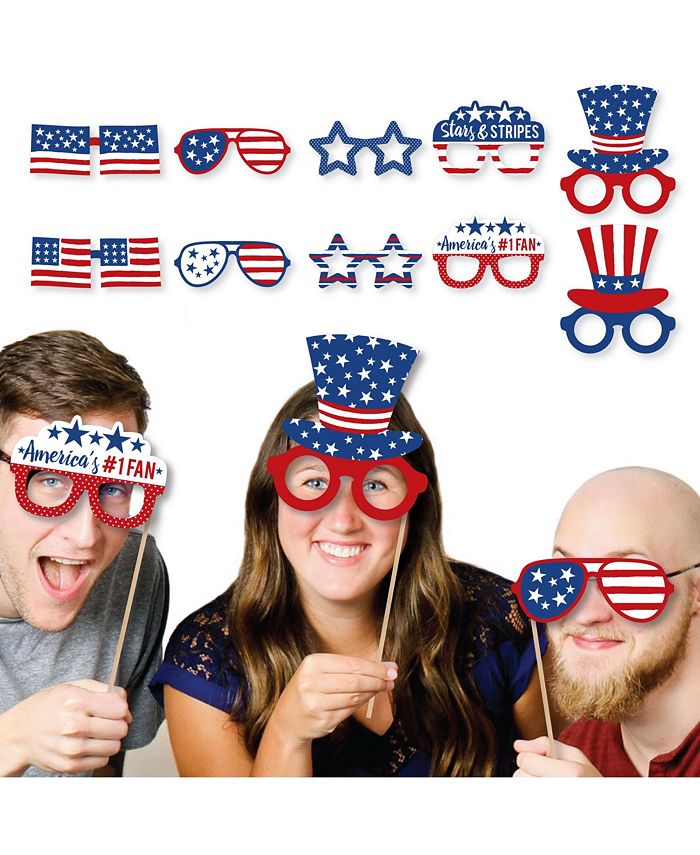 Big Dot of Happiness Stars & Stripes Glasses - Paper Patriotic Party ...