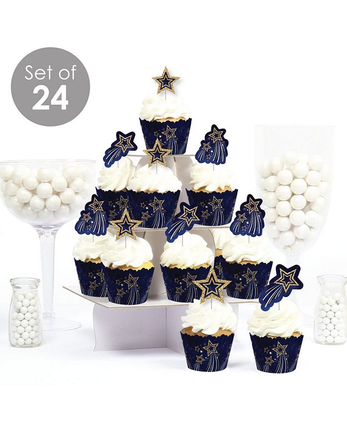 Big Dot of Happiness Starry Skies Decor Gold Celestial Party Cupcake ...