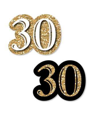 Adult 30th Birthday - Gold - DIY Shaped Birthday Party Cut-Outs - 24 Ct ...