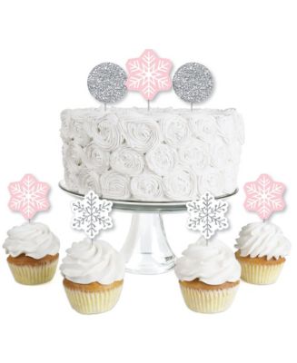 Pink Winter Wonderland- Dessert Cupcake Toppers - Clear Treat Picks ...