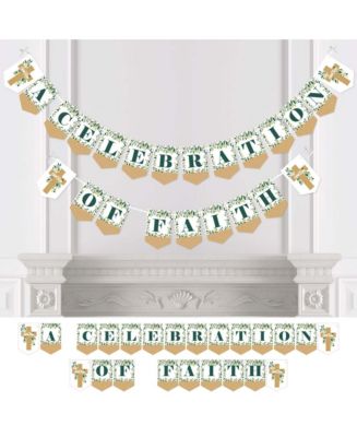 First Communion Elegant Cross Bunting Banner Decor God Bless Your 1st ...