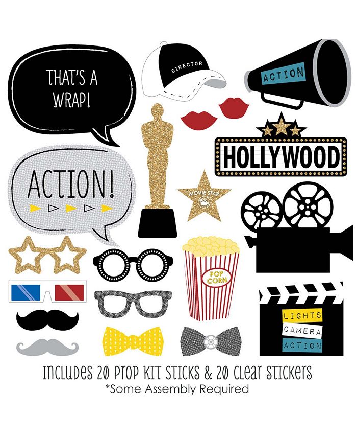 Big Dot of Happiness Movie - Hollywood Party Photo Booth Props Kit - 20 ...