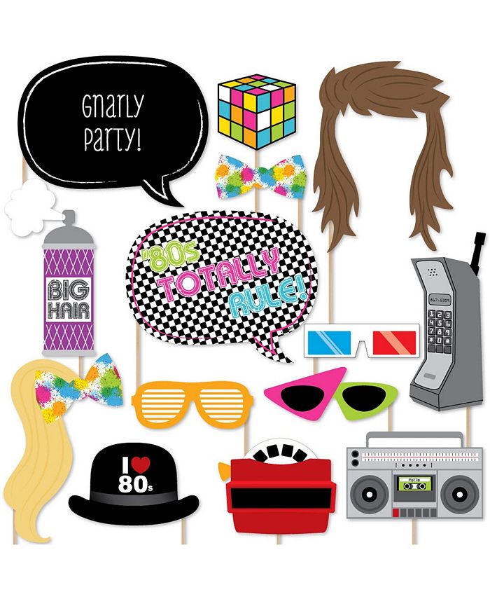 Big Dot of Happiness 80's Retro - Totally 1980s Photo Booth Props Kit ...